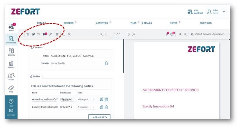 What’s new 25.6.2020 – Action buttons in contract view | Zefort