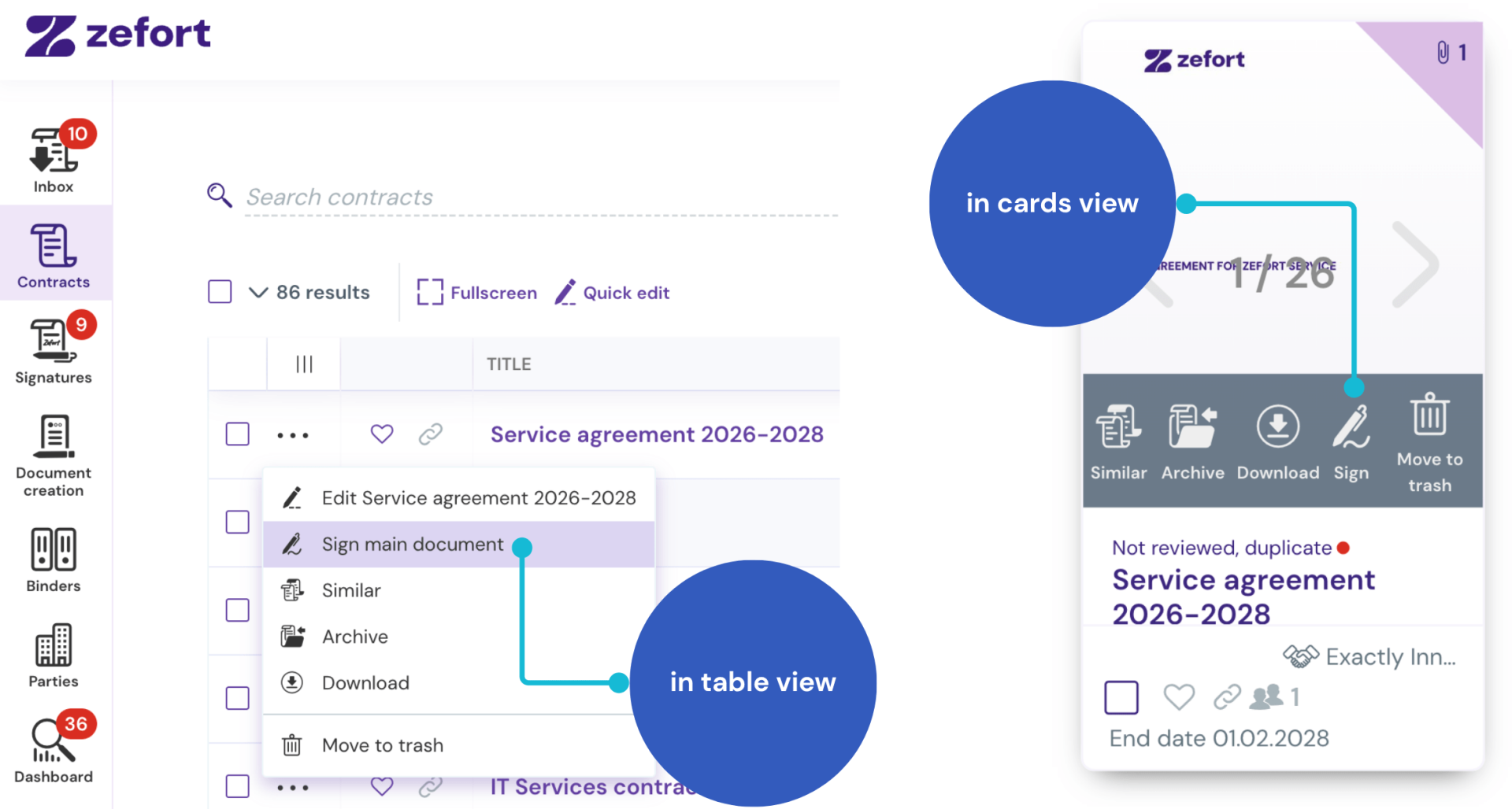 Zefort Sign: Sending documents for signature and approval | Zefort