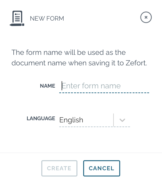 Creating new form | Zefort