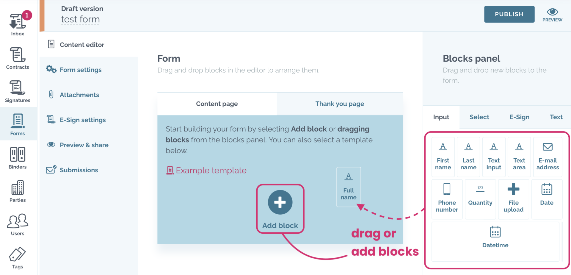 Creating new form | Zefort
