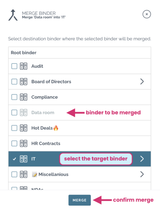 Edit binders | Zefort