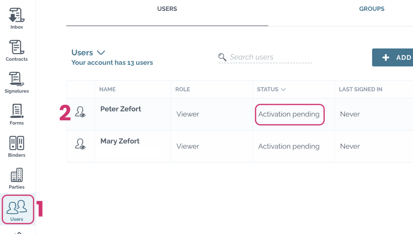 Resend account activation email to new user | Zefort