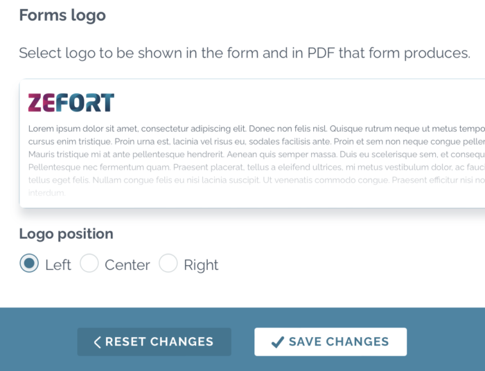 Set default logo for Forms | Zefort
