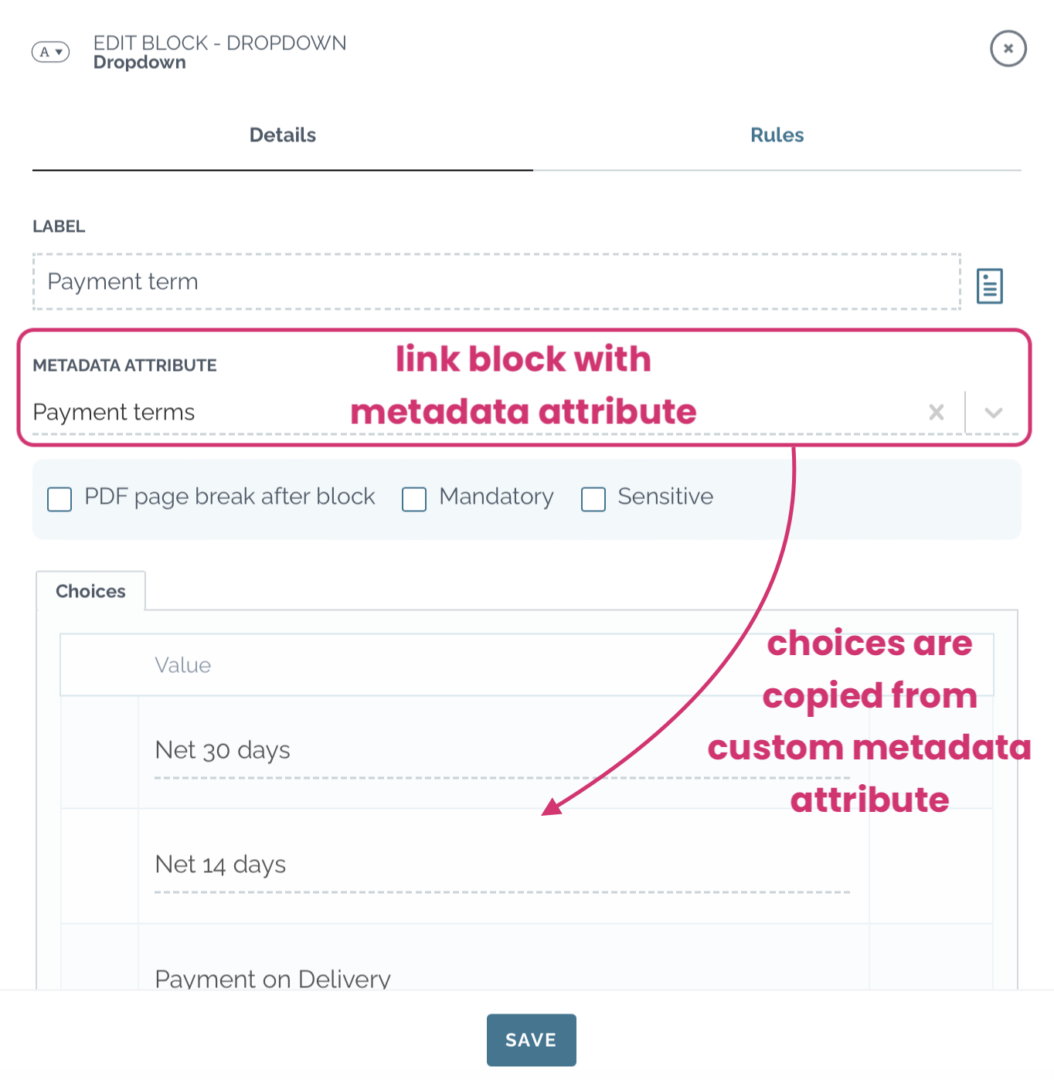 Link custom metadata with Forms’ blocks | Zefort