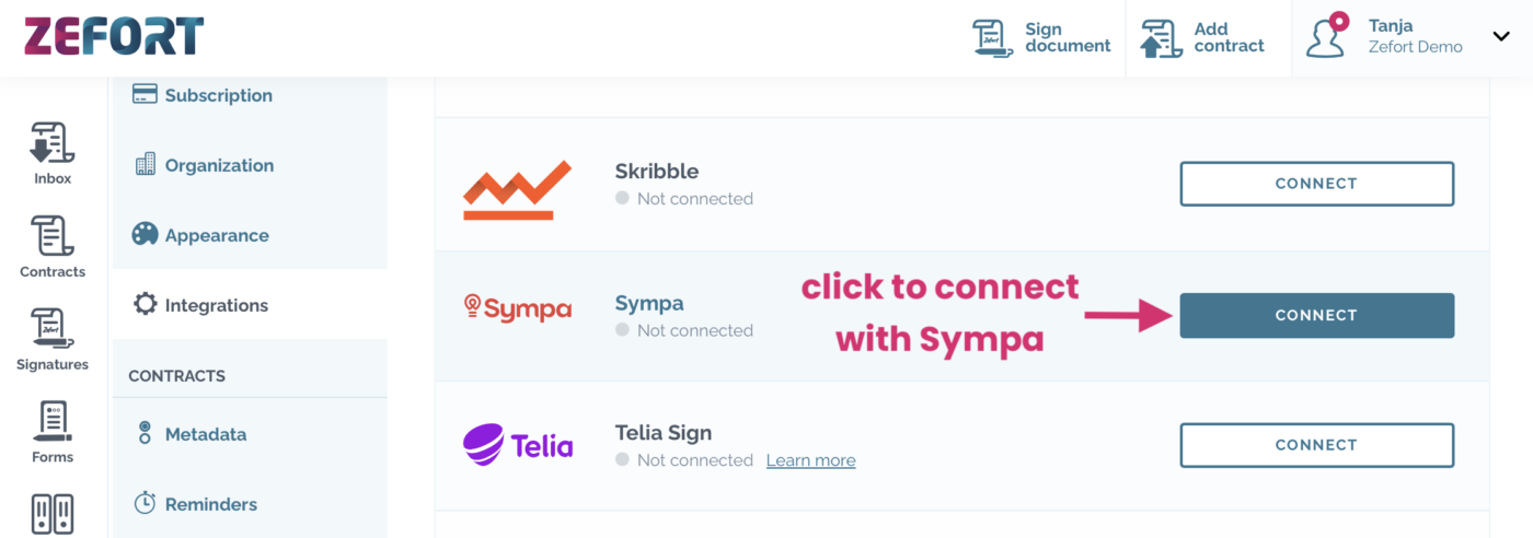 Configuring Sympa integration | Zefort