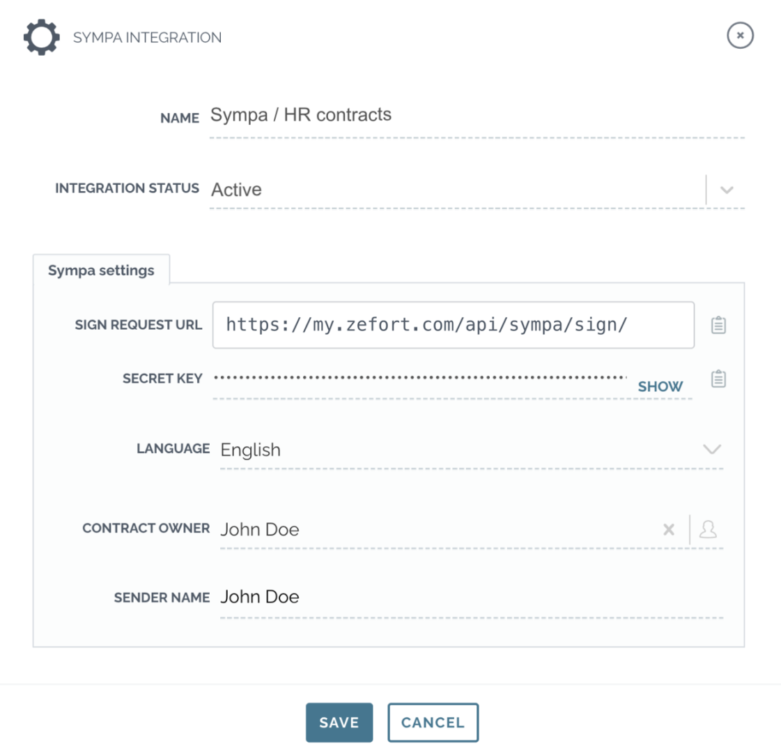 Configuring Sympa integration | Zefort