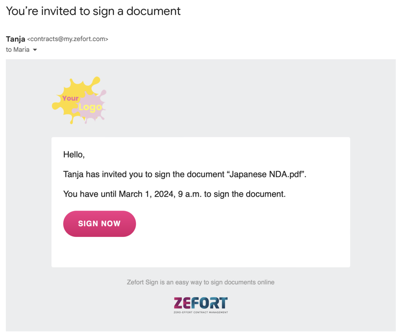 Add logo into Zefort emails | Zefort