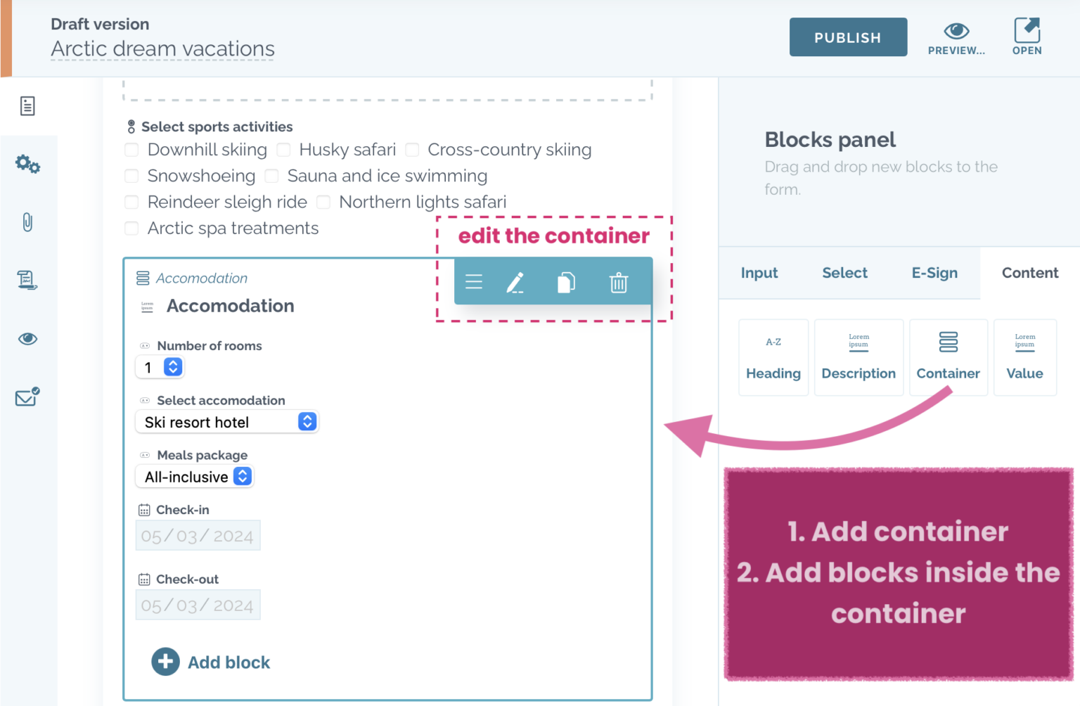 Container blocks | Zefort