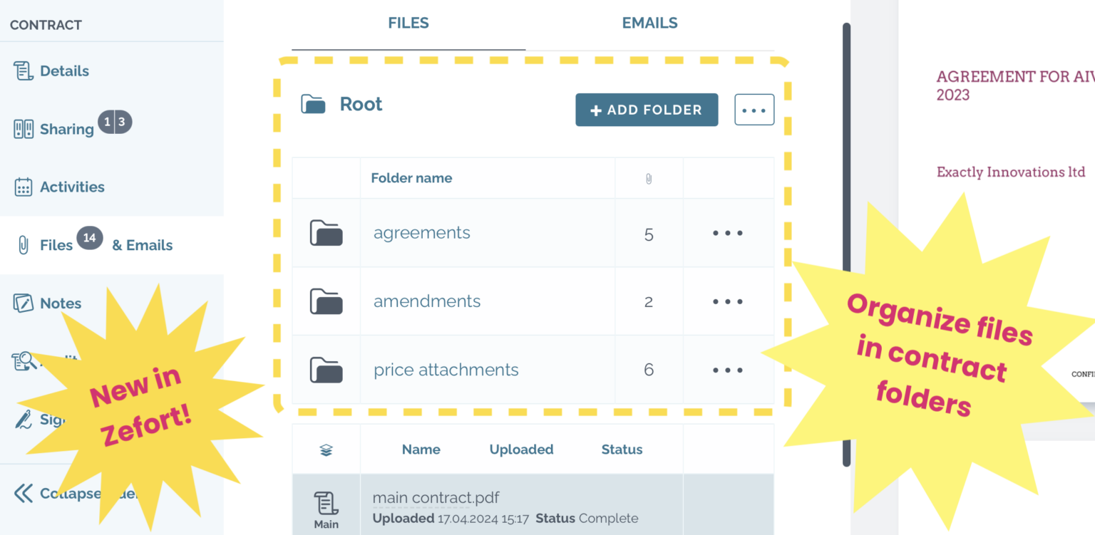 What’s new 30.4.2024 - Organize contract files with folders | Zefort